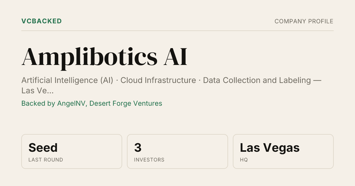 Amplibotics Ai Funding And Investors Seed Las Vegas Vcbacked